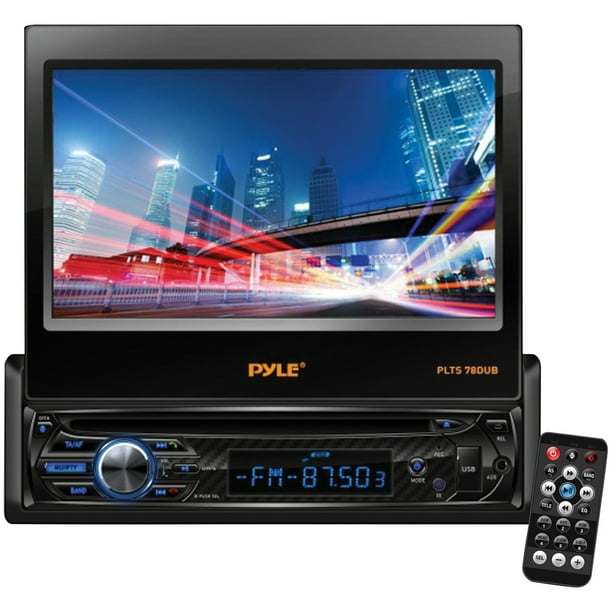 Pyle 7" Single DIN In-Dash DVD Receiver with Motorized Fold-Out ...