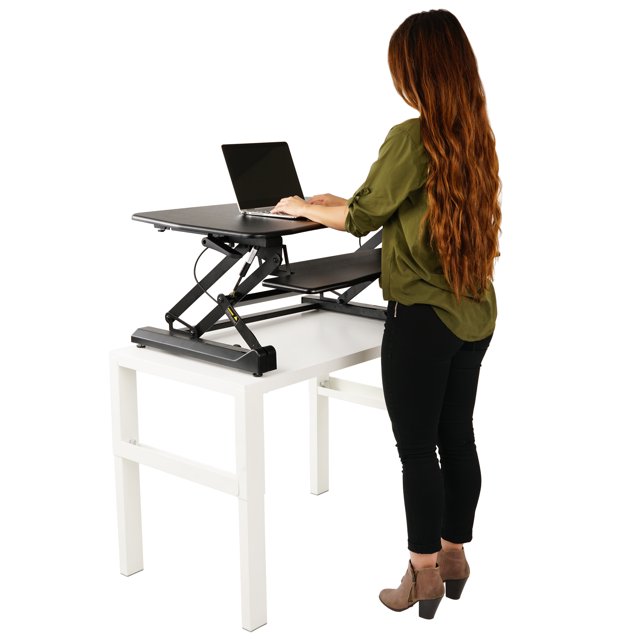 Standing Desk Riser, Micro Adjustable Spring Height Sit to Stand Riser ...
