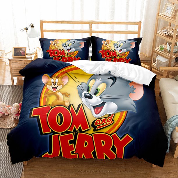 Tom And Jerry Cartoon Bedding Set, Cartoon, Printed, Duvet Cover, Soft ...