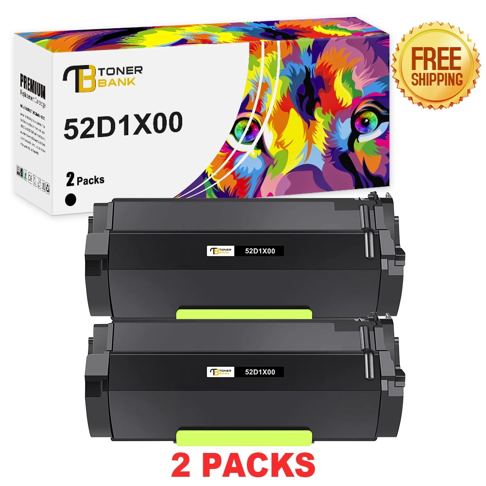 Toner Bank 2-Pack Compatible Toner Replacement for Lexmark 52D1X00 ...