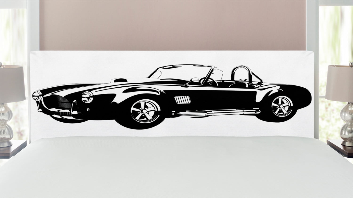 Cars Headboard, American Aged Vehicle with Wealth Properties Engine ...