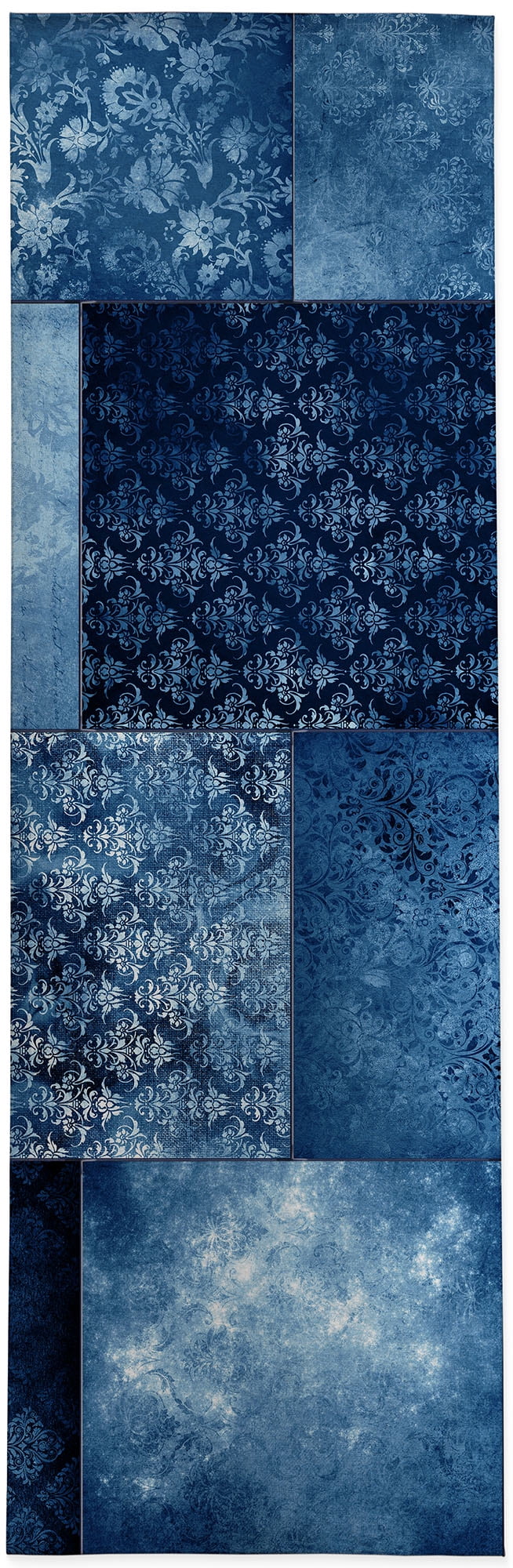 Eclectic Bohemian Patchwork Blue Kitchen Mat by Kavka Designs - Walmart.com