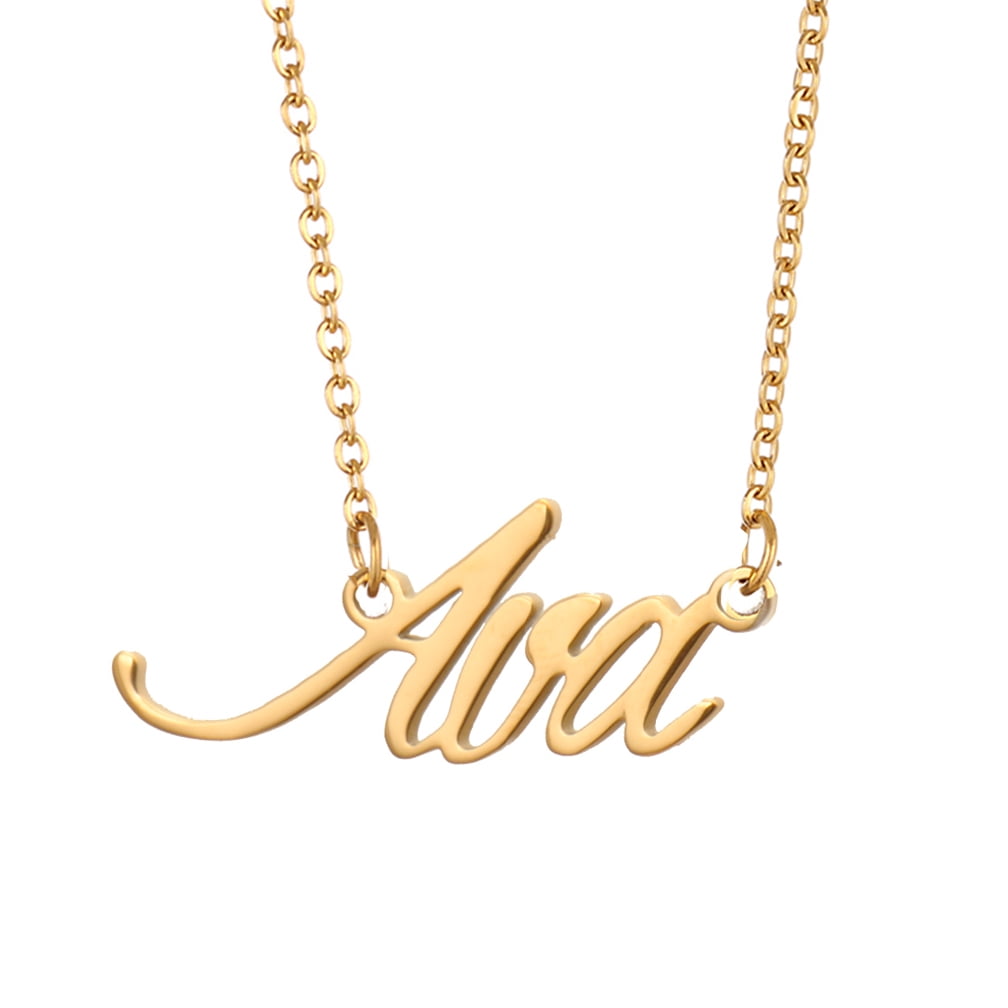 18k Gold Plated Dangled Ava Name Necklace Initial Pendant Jewelry for ...