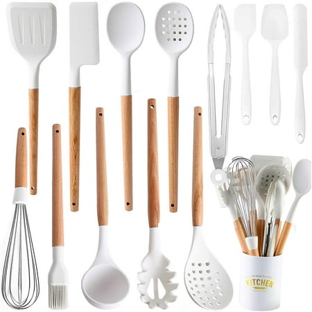 Kitchen Cooking Utensils Set, 14 Non-Stick Silicone Cooking Kitchen ...