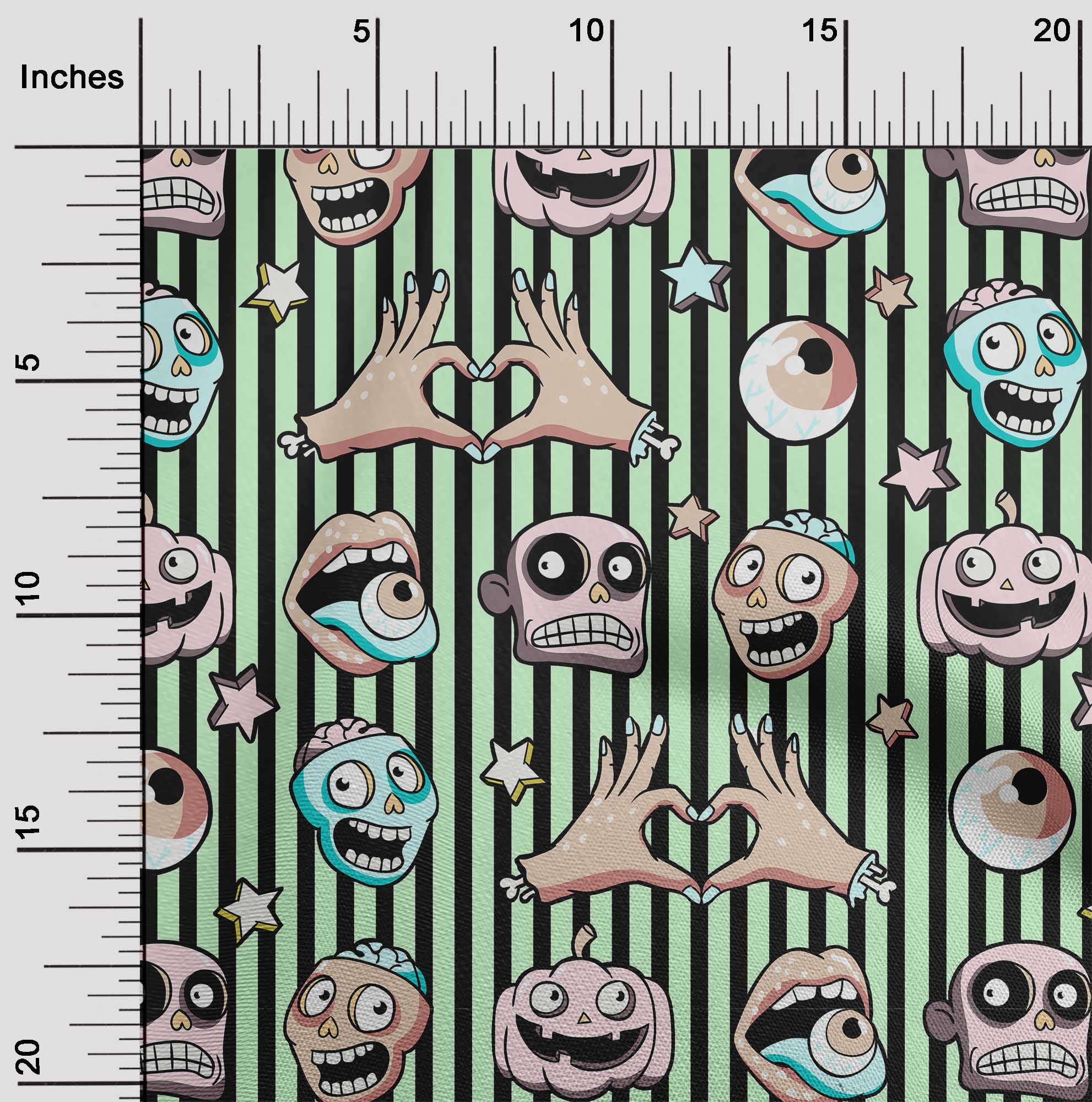 oneOone Cotton Poplin Mint Green Fabric Skull Fabric For Sewing Printed ...