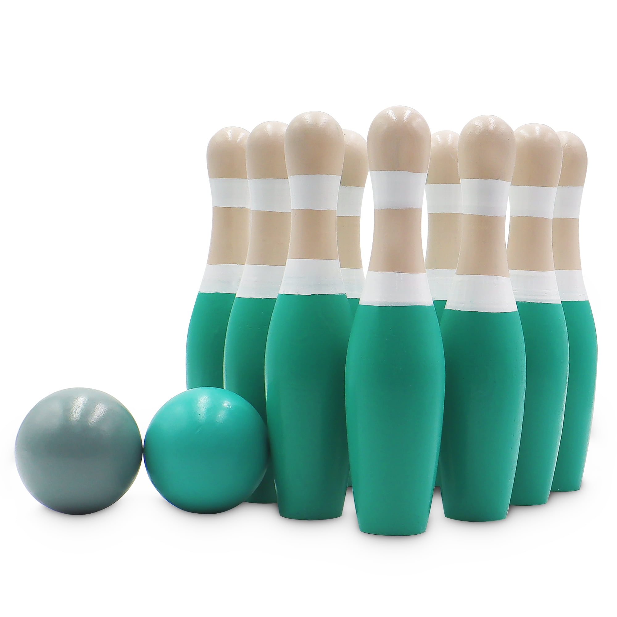 Sterling Sports Wooden Lawn Bowling 9" Skittles Set with Carrying Bag ...