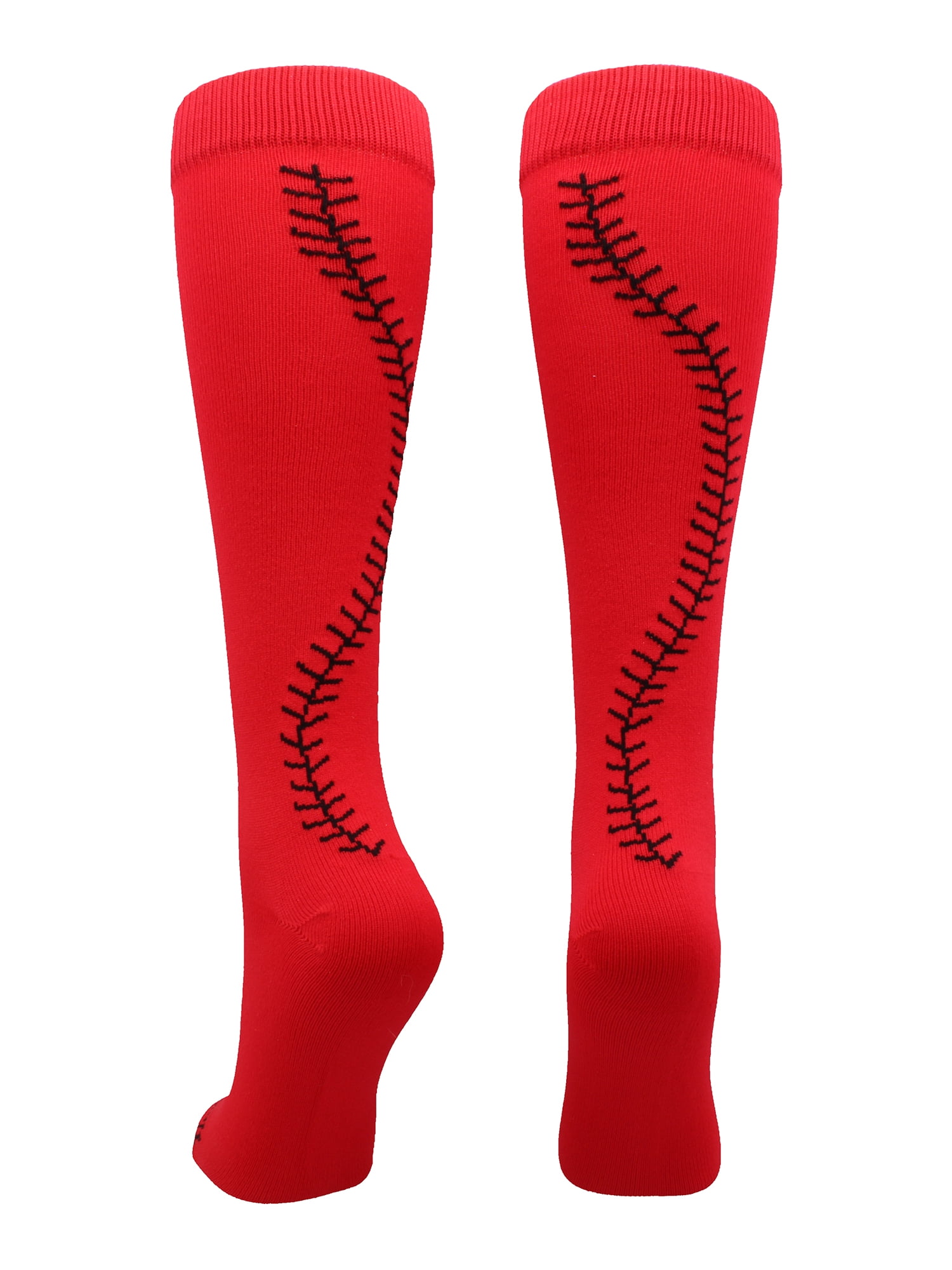 Softball Socks with Stitches Over the Calf (Red/Black, Large) - Walmart.com