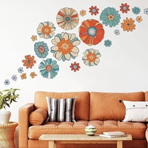 Large Blue Flower Wall Decals Floral Plants Wall Stickers Bedroom ...