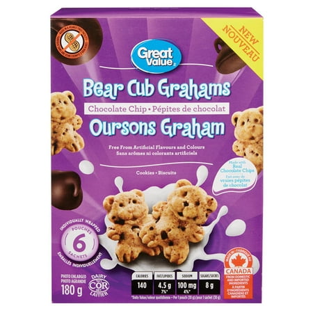 Great Value Bear Cub Grahams Chocolate Chip Cookies | Walmart Canada