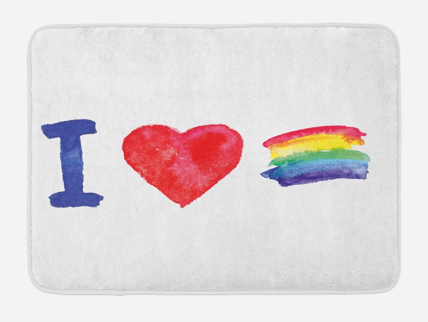 Pride Bath Mat, Artistic Display of I Love Pride Theme with Watercolor ...