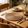 4 Pcs Woven Placemats,7.5 Inch Round Rattan Placemats,Washable Heat ...