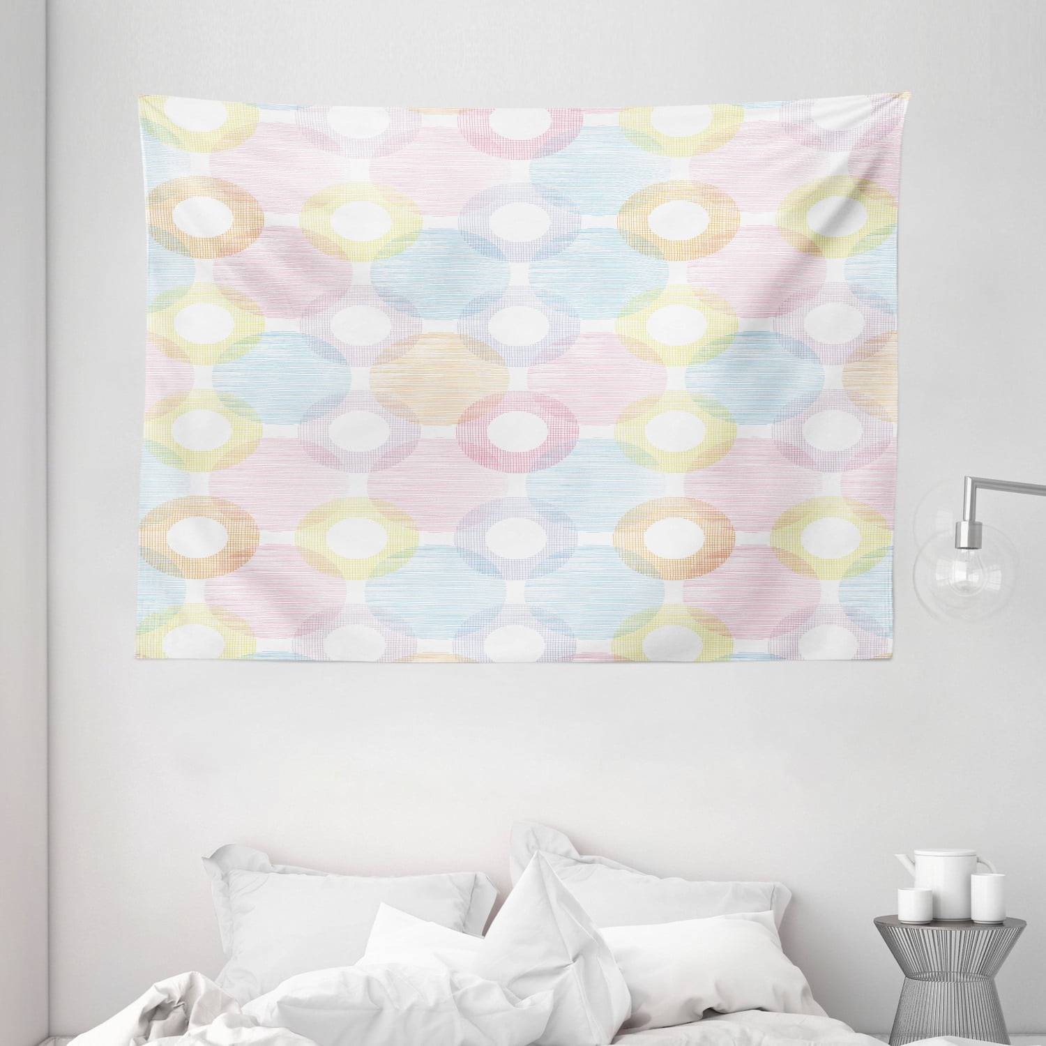 Pastel Tapestry, Ring Shapes and Big Spots Dots Symmetrical Overlapping ...