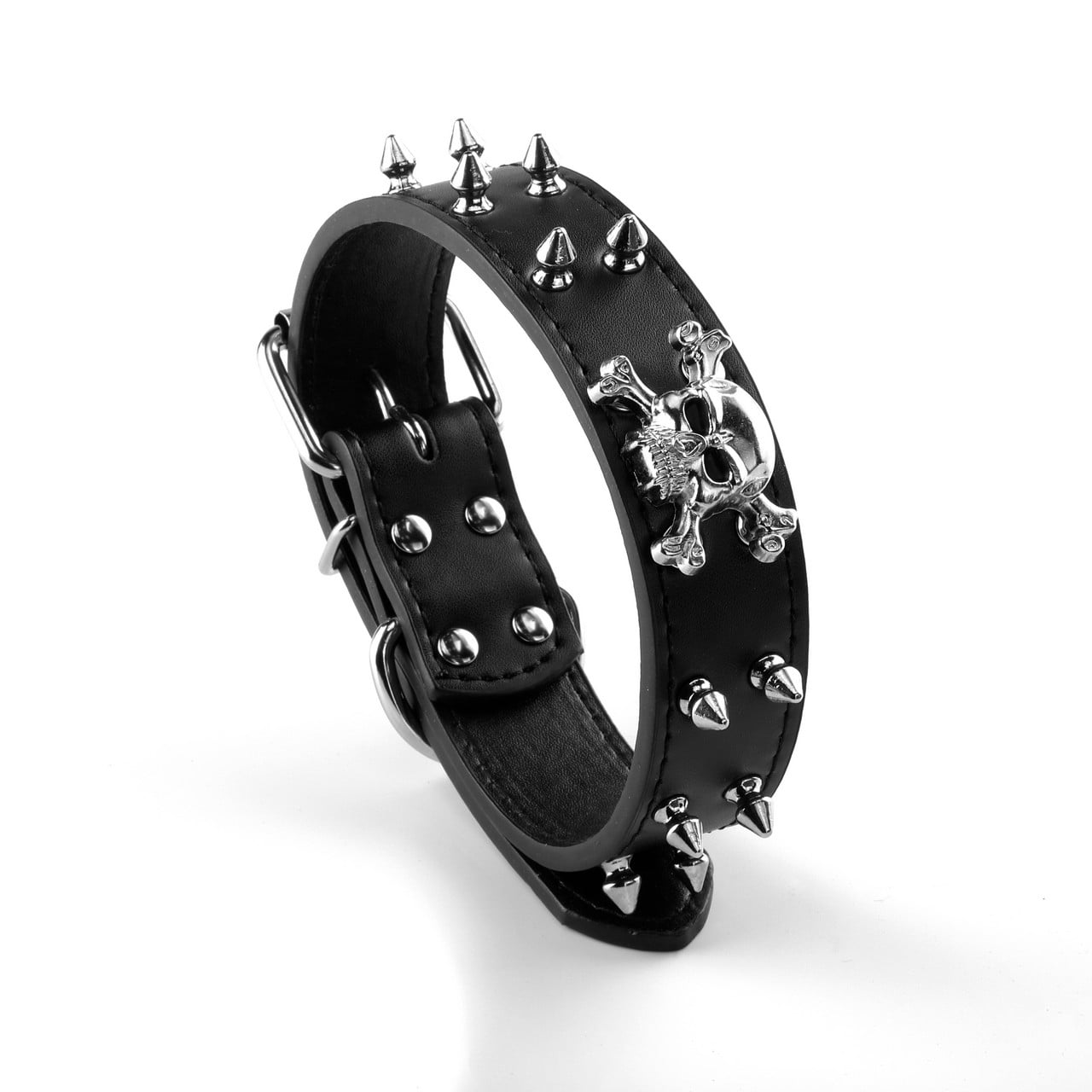 Mogoko Punk Spiked PU Leather Dog Collar Bullet Rivets Studded Cool ...