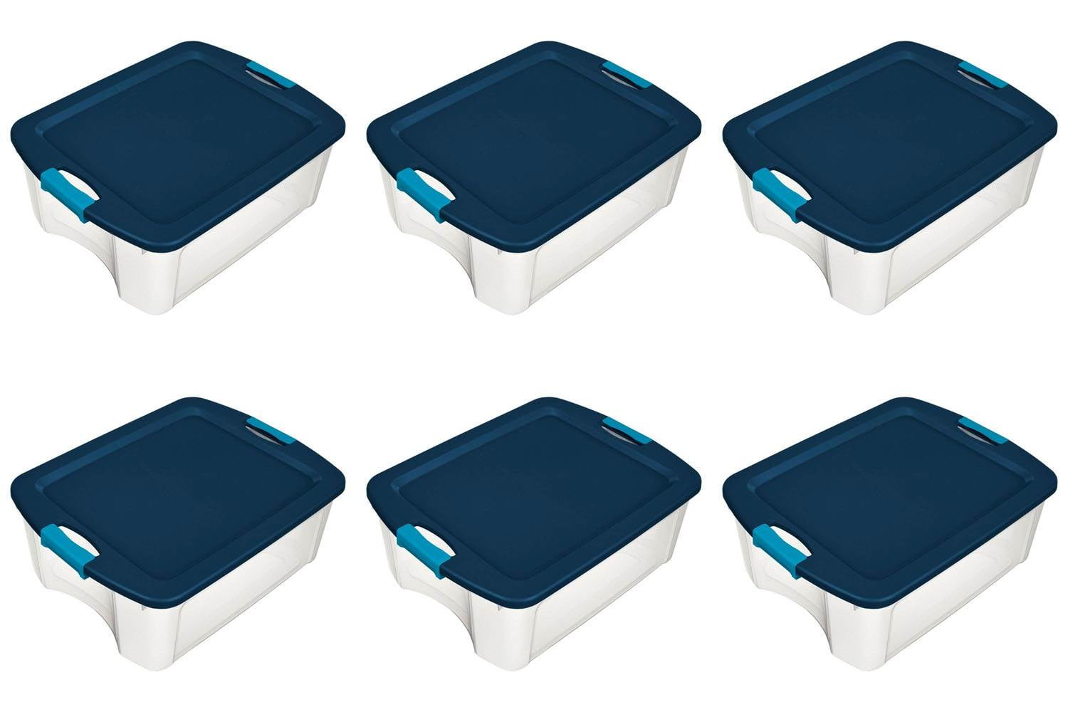Sterilite 12 Gallon Latch and Carry Storage Tote, 6 Pack, Blue and ...