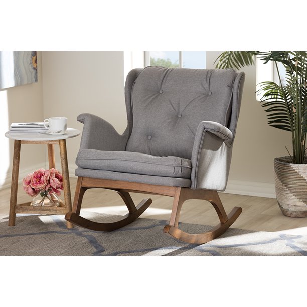 Baxton Studio Maggie Fabric Rocking Chair, Grey - Walmart.com