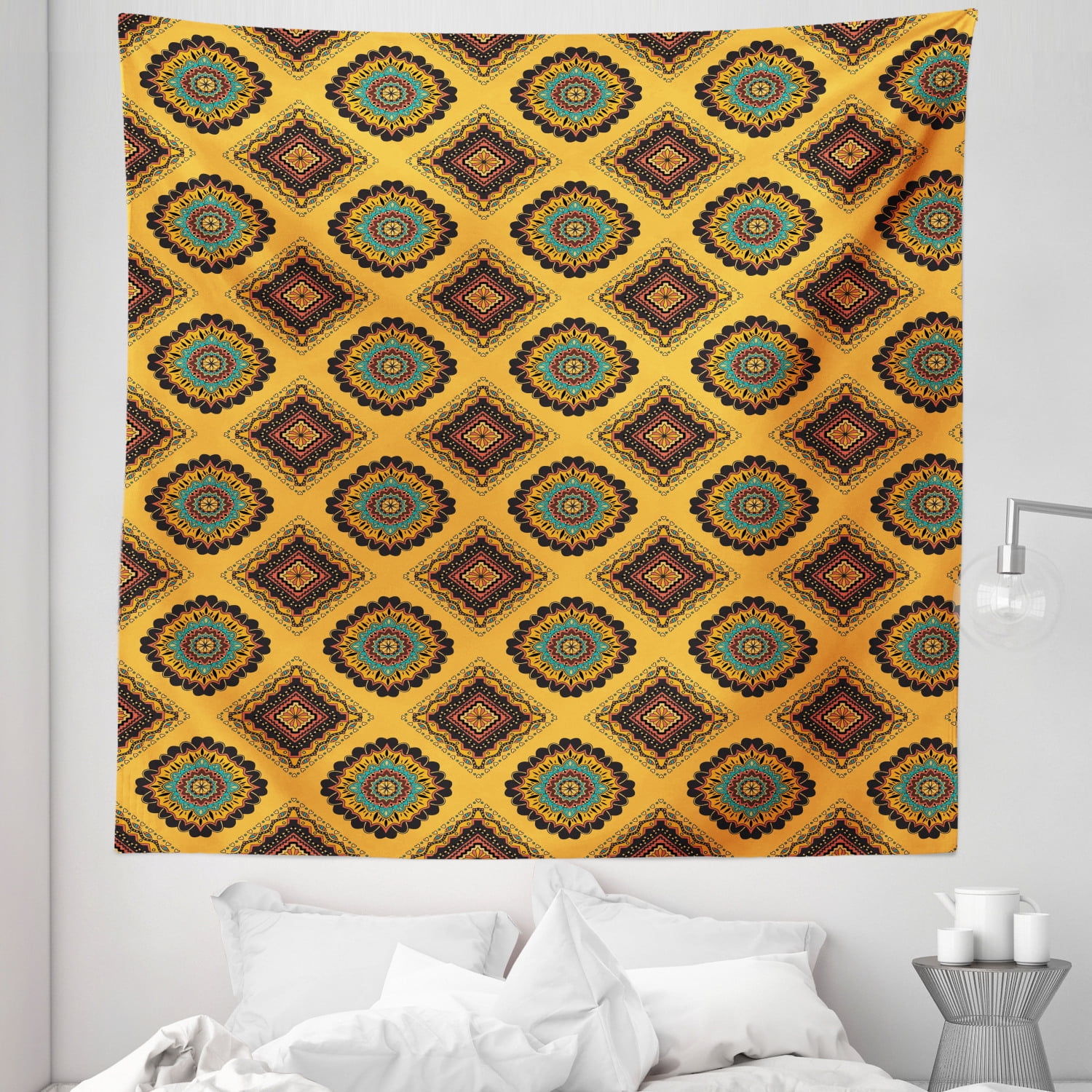 Vintage Tapestry, Floral Motifs with Influences and Hearts Oriental Old ...