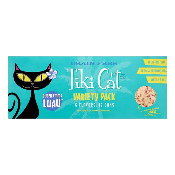 (12 Pack) Tiki Cat Queen Emma Luau Variety Pack Wet Cat Food, 2.8 oz ...