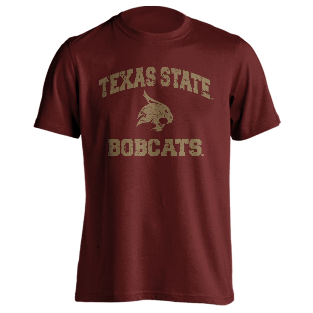 Texas State University Bobcats TXST Distressed Retro Short Sleeve T ...