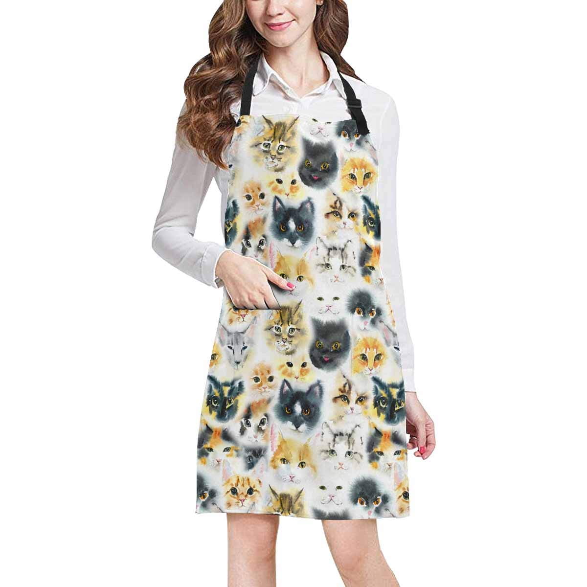 ASHLEIGH Seamless Cats Kitten Watercolor Cute Adjustable Bib Apron with ...