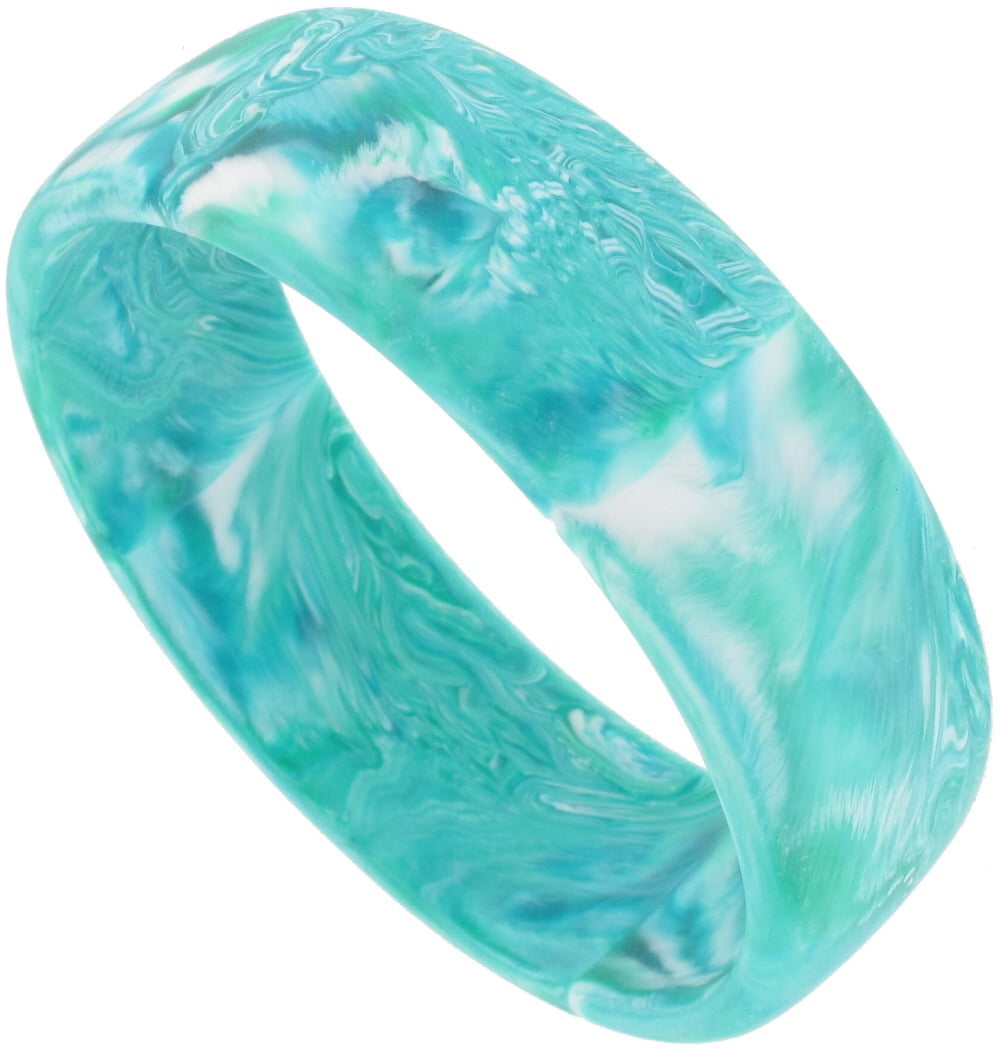 Matte Blue Green Turquoise Color Lucite Marbled Bangle Bracelet Ladies ...