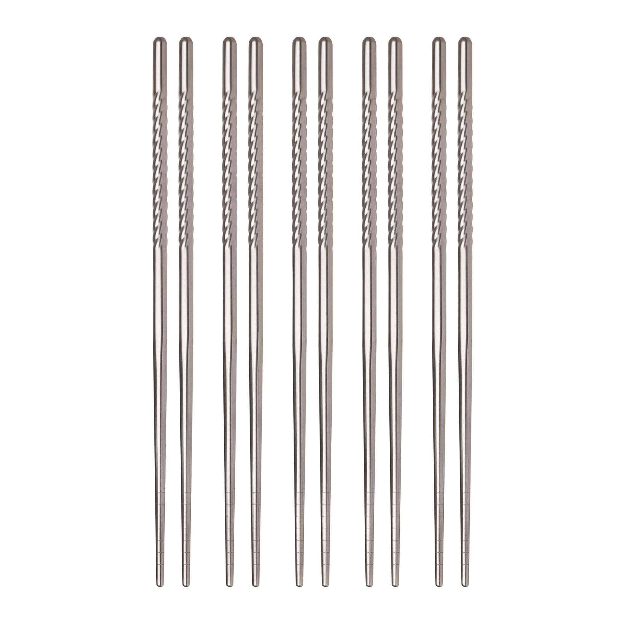 Helens Asian Kitchen Palillos de acero inoxidable de 9 pulgadas, 5 ...