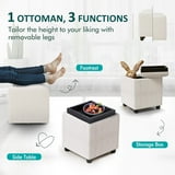 Royalcraft Beige Velvet Upholstered Swivel Armchair with Storage ...