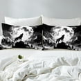 Erosebridal Moon Wolf Fitted Sheet Twin Size Adults,Black and White ...