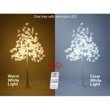 Lightshare 6 ft. White Maple Tree with LED Lights, With Remote Control ...