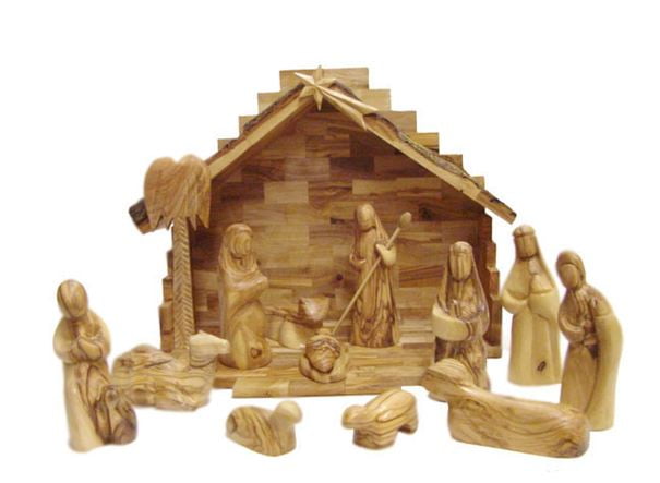 Modern Christmas Nativity Set Hand Carved Olive Wood - Walmart.com