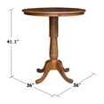 36" Solid Wood Round Top Pedestal Table in Distressed Oak - 41.1 ...
