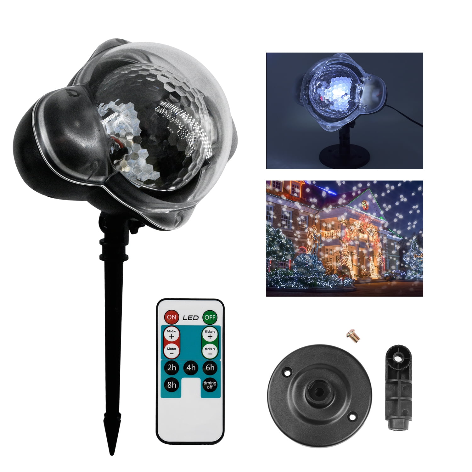 Snowfall LED Projector Light Christmas Snowflake Flurries Projection ...