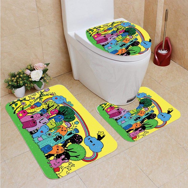 XDDJA Indie Colorful Funny Hand Drawn Crazy Doodle Monsters in Nature ...