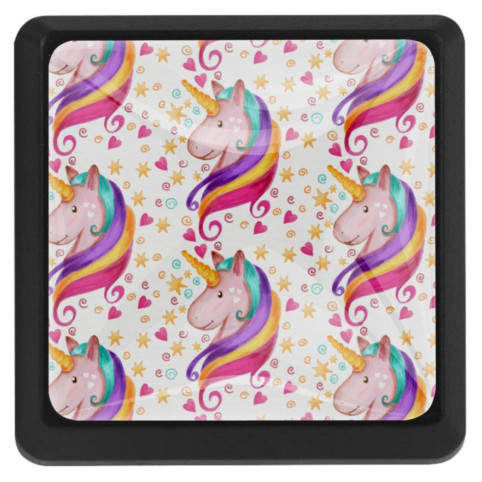 3 Pack Unicorn Square Cabinet Door Knobs Decor for Cupboard Dressing ...