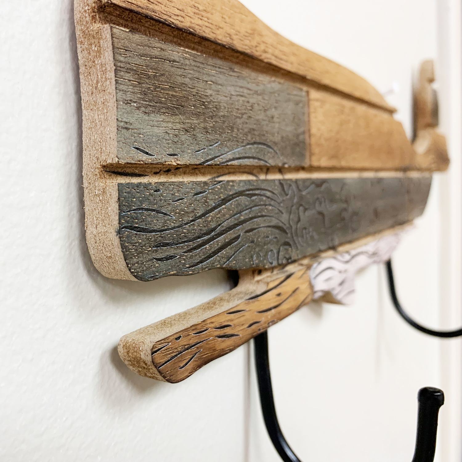 Storage & Organization Wooden Whale Shaped Wall Mounted Hanger Rustic ...