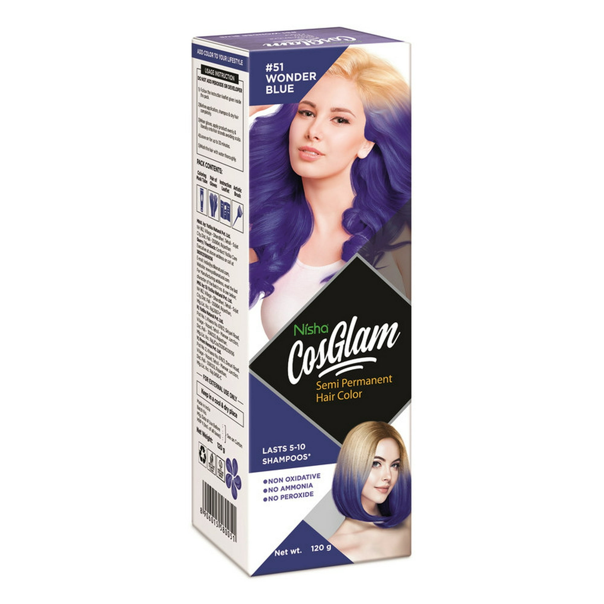 Click here for Nisha Cosglam Semi Permanent Hair Color Wonder Blu... prices