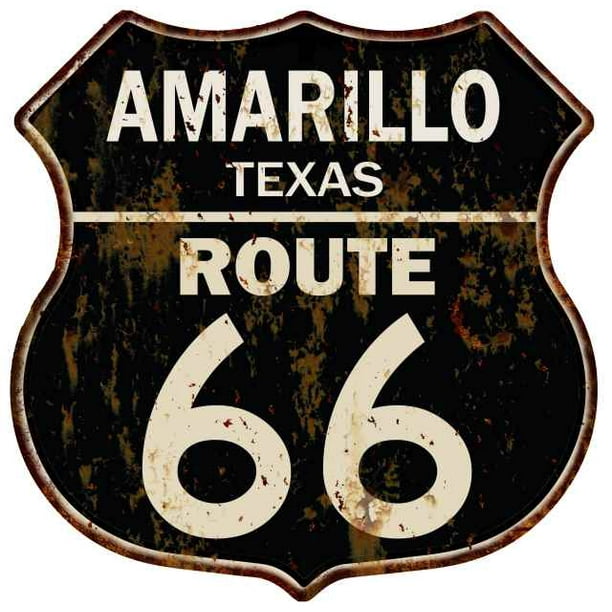 AMARILLO, TEXAS Route 66 Shield Metal Sign Man Cave Garage 211110014231 ...