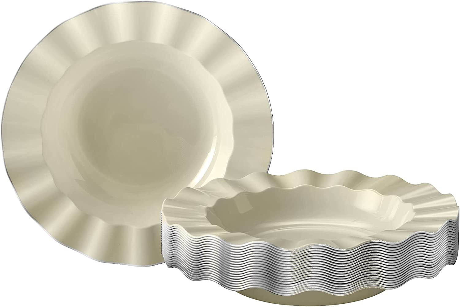 Elegant Plastic Plates for Party with Scalloped Rim (10 PC), Disposable ...