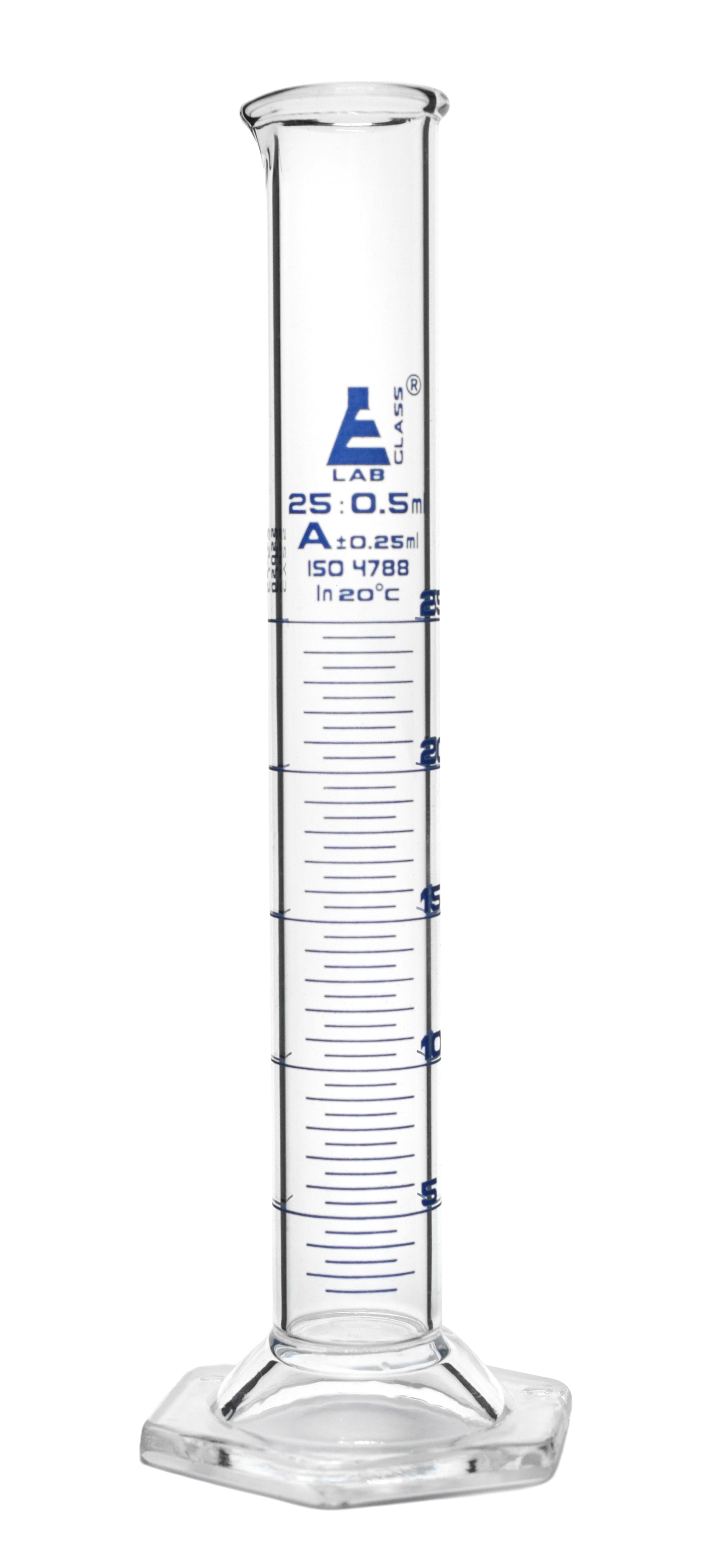 Graduated Cylinder, 25ml - Class A Tolerance ?0.25ml - Hexagonal Base ...