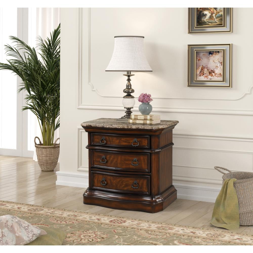 GALAXY HOME FURNISHINGS USA Montage Marble Top Nightstand made with ...