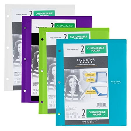 Five Star Customizable Plastic Folder, Assorted Colors, 4 Pack ...