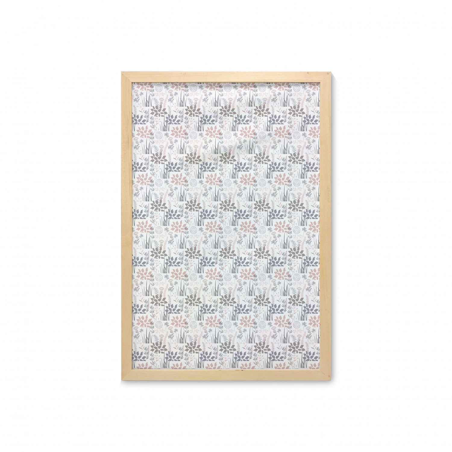 Botanic Wall Art with Frame, Floral Pattern of Leaves Doodle ...