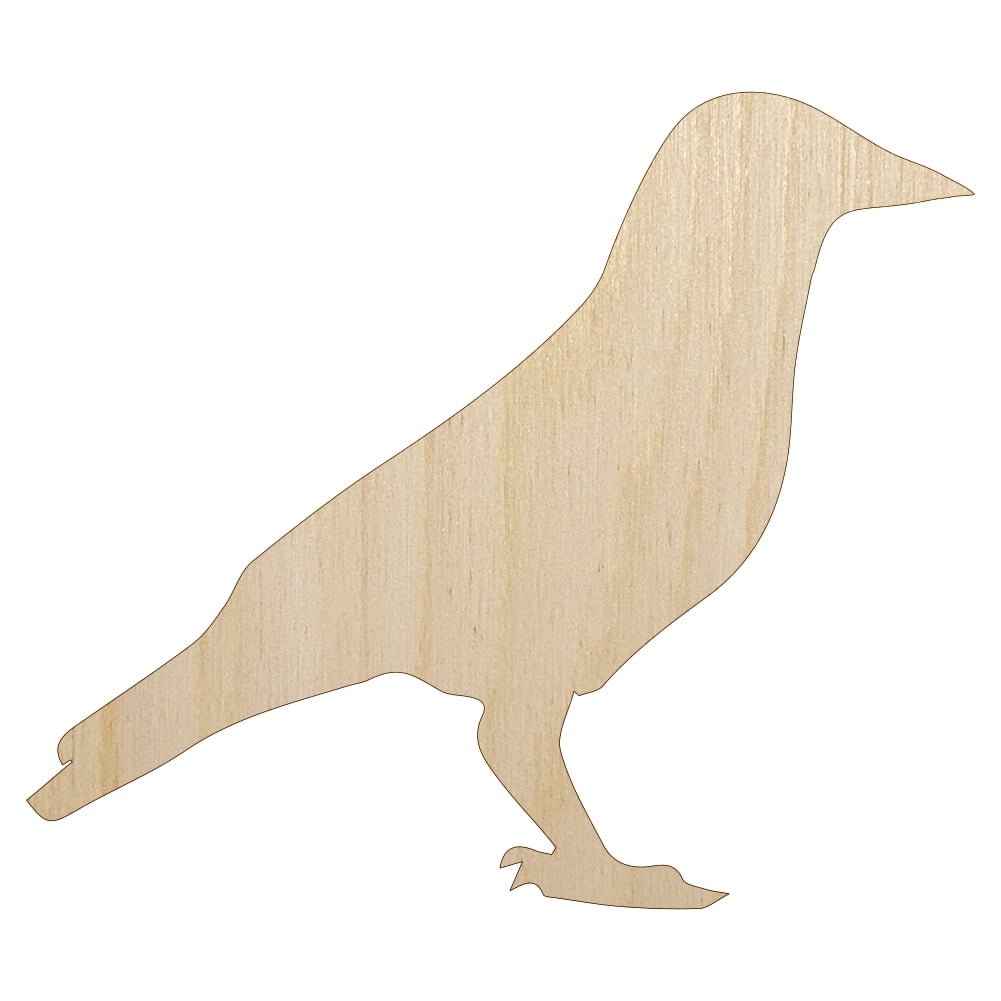Crow Solid Wood Shape Unfinished Piece Cutout Craft DIY Projects - 4.70 ...
