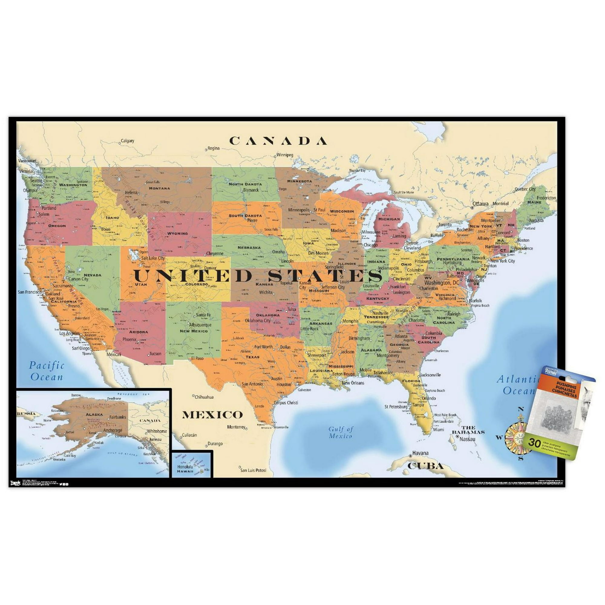 Click here for Trends International Map - Usa Wall Poster  22.375... prices