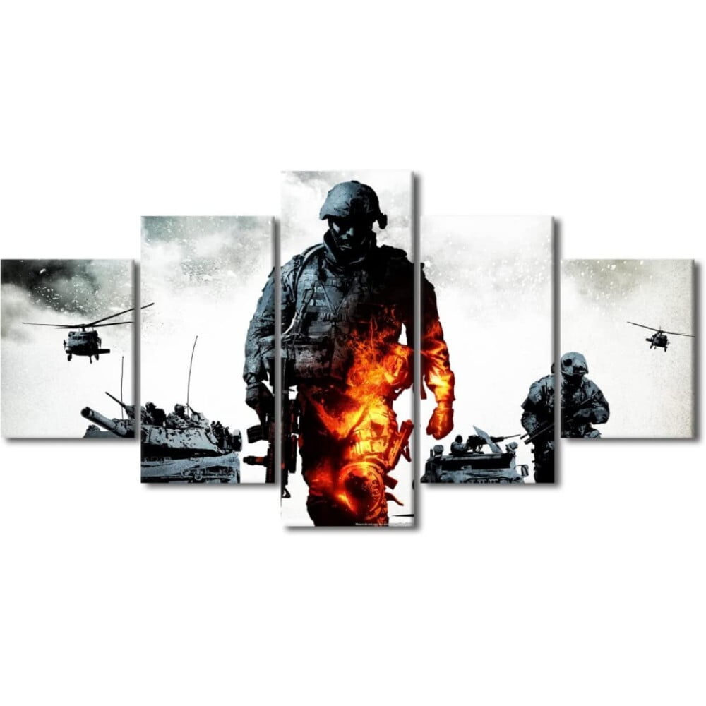 TISHIRON 5PCS Framed Canvas Wall Art Set,50"x24" American Army Soldier ...