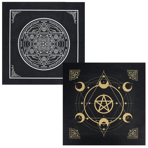 2Pcs Altar Cloth Moon Sun Star Pentagram Celestial Tarot Deck Spiritual ...