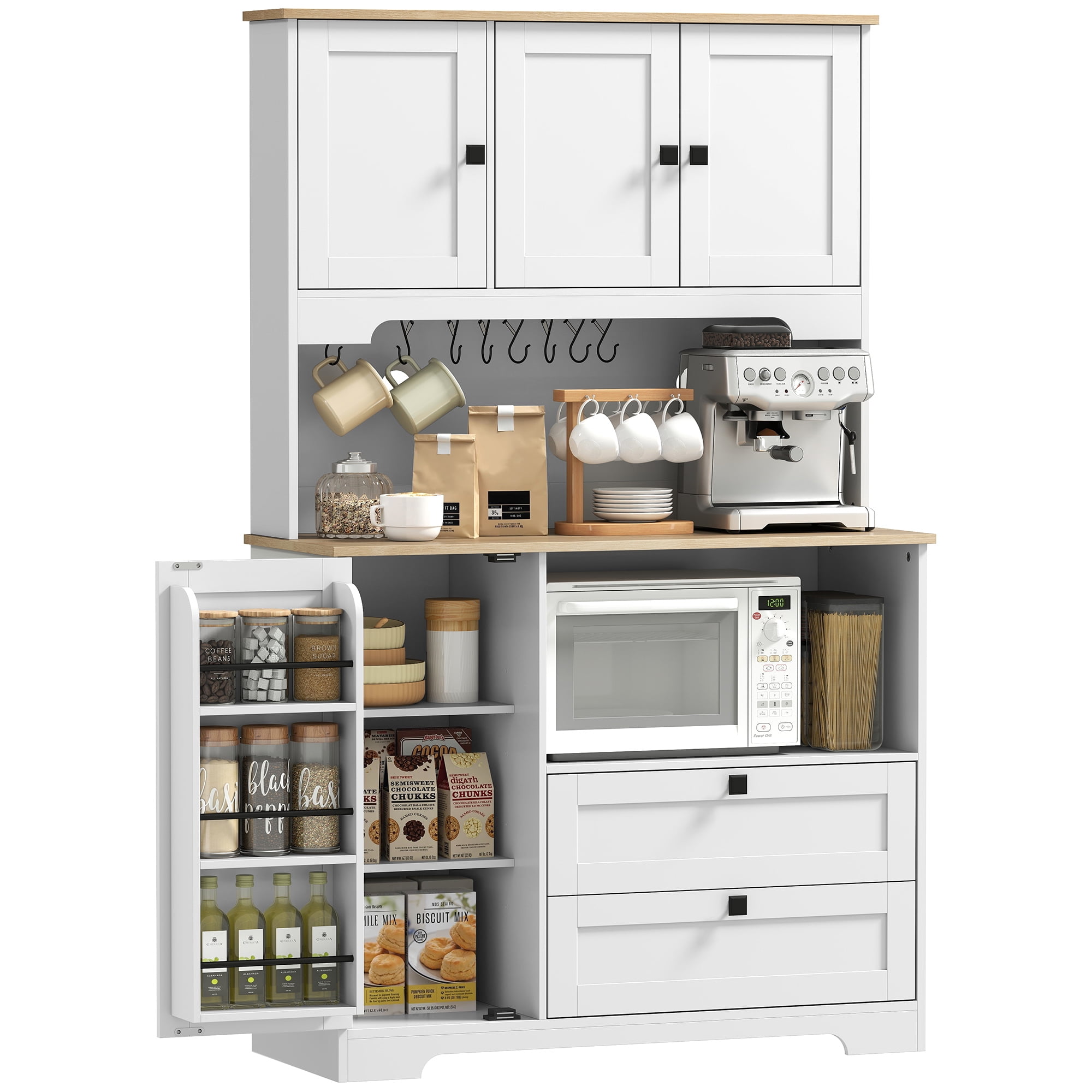 Click here for Homcom 64 Kitchen Pantry Cabinet  Kitchen Hutch Wi... prices