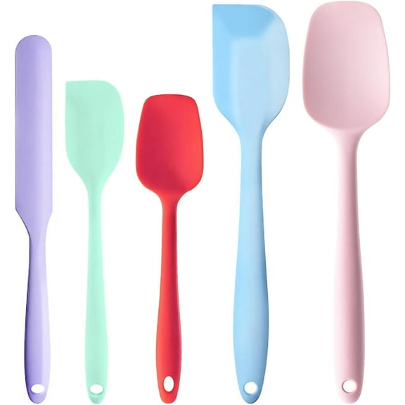 XUERUI-Slim Silicone Spatula Set, 5 Piece Food Grade Rubber Spatulas ...
