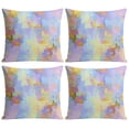 Blue Purple Oil Painting Pillow Covers Set of 4, Abstarct Blue Yellow ...