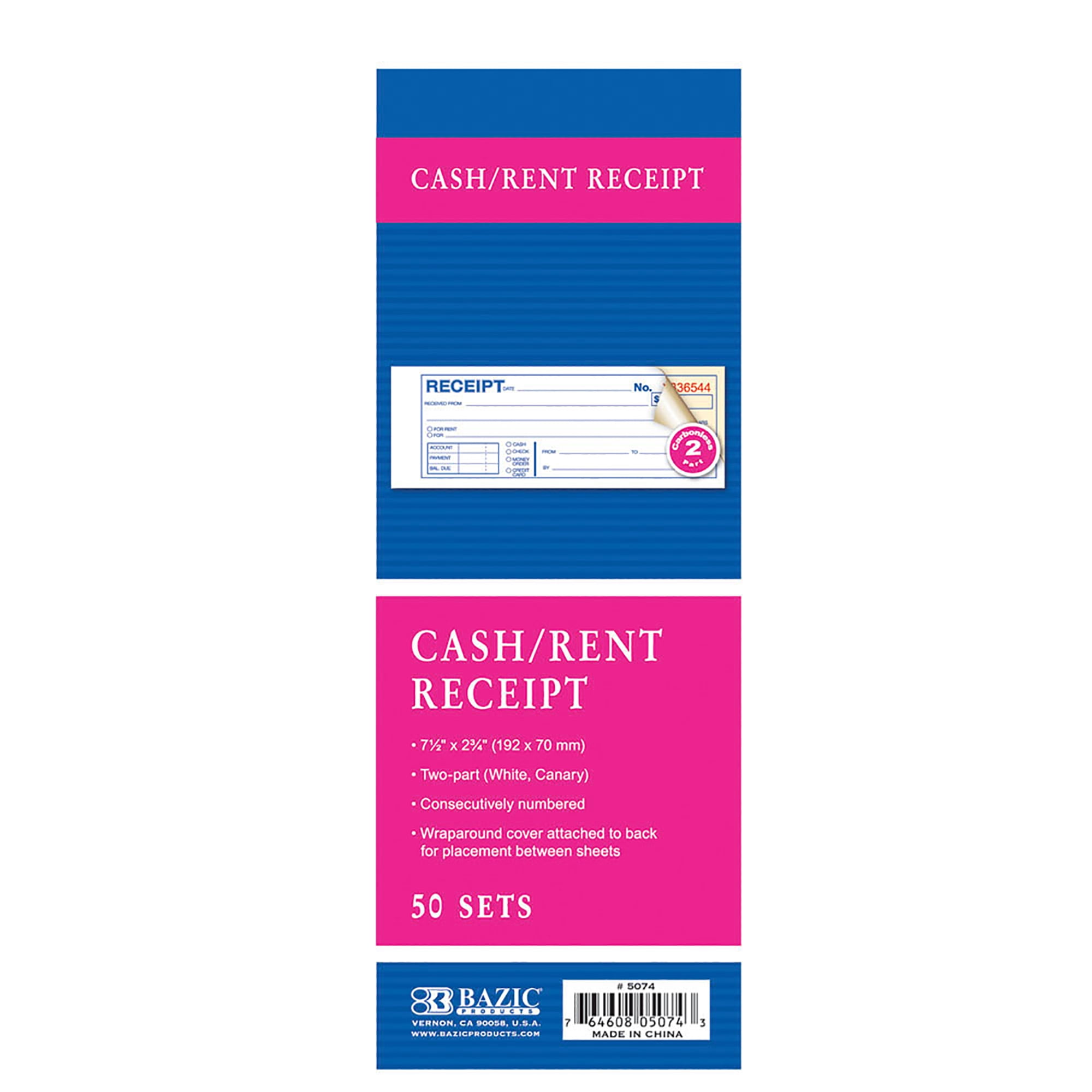 BAZIC Cash Money Or Rent Receipt Book 50 Sets 7 1 2 X 2 3 4 2 Part bazic-cash-money-or-rent-receipt-book-50-sets-7-1-2-x-2-3-4-2-part