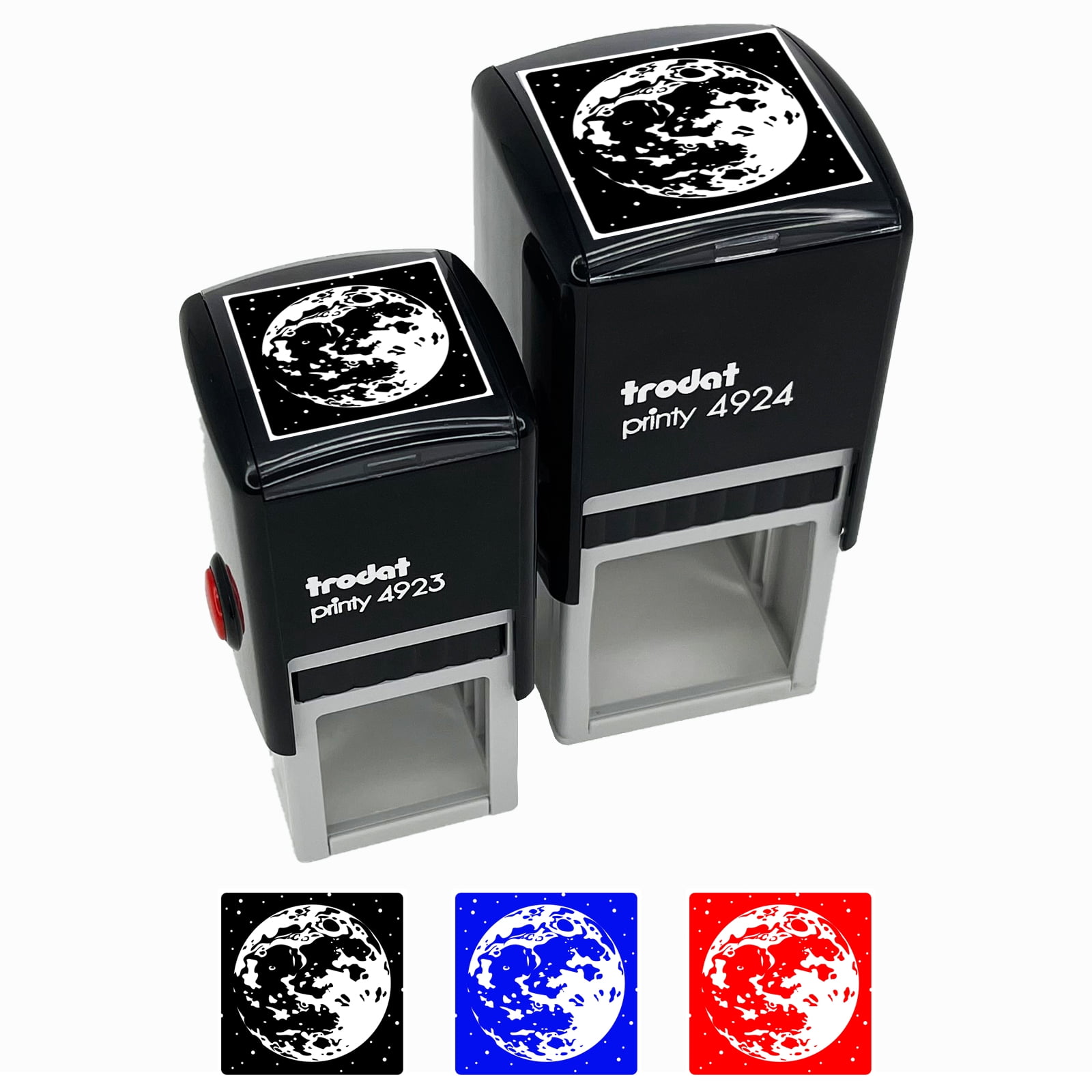 Moon in the Night Sky with Stars Space Astronomy Self-Inking Rubber ...